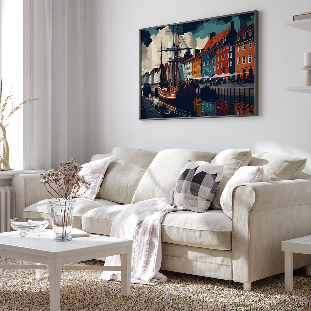 Nyhavn-plakat til Salg - Få Nyhavns Skønhed Hjem i Dag – Just Karikatur